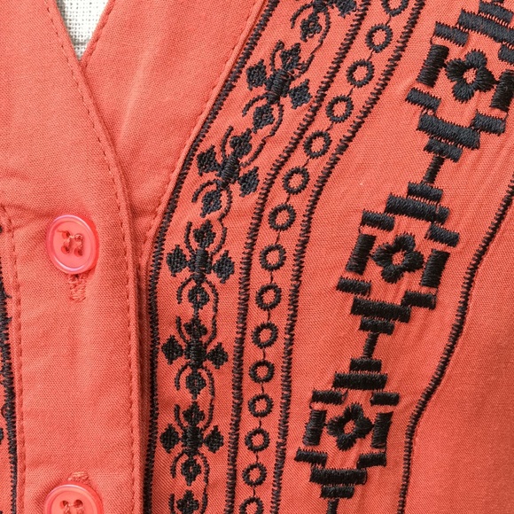 Roly Poly | Tops | Roly Poly Orange Embroidered Blouse Shirt | Poshmark